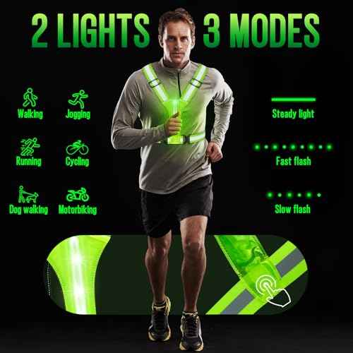 LED Reflective Vest Running Gear, Light Up Running Vest Rechargeable ...