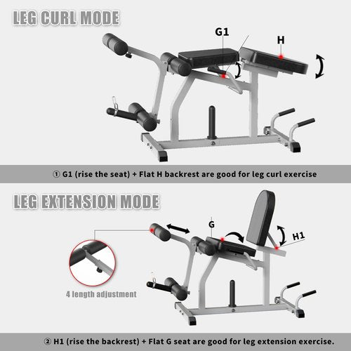Z ZHICHI 2-in-1 Adjustable Leg Extension and Curl Machine, Easy Transi ...