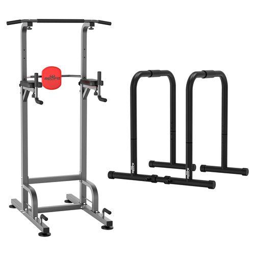 RELIFE Power Tower Pull Up Bar Station Workout Dip Station for Home Gy ...