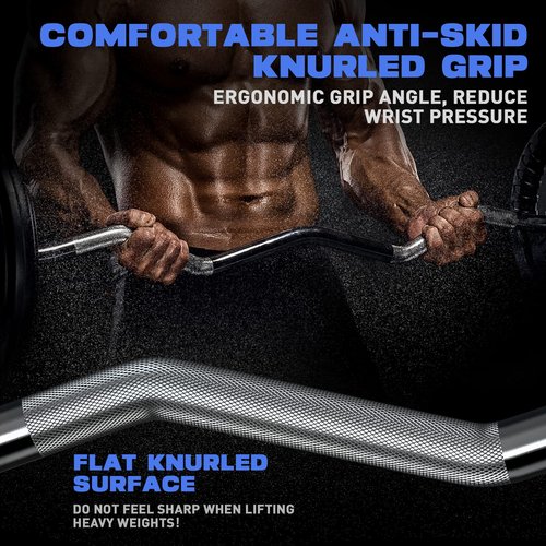 Olympic EZ Curl Bar, 47" Barbell Bar for Weight Lifting, Biceps, trice ...