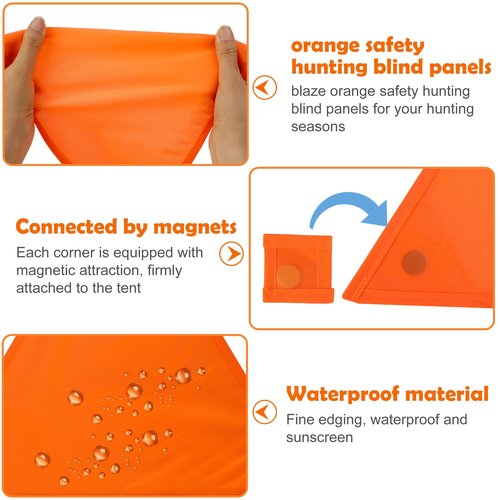 Shupakul 4 Pcs Blaze Orange Safety Panels,Waterproof Hunting Safety Bl ...
